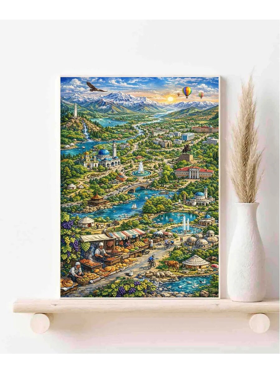 Джалал-Абад, Кыргызстан, Fantasy Map, Карта, Плакат 30x42см