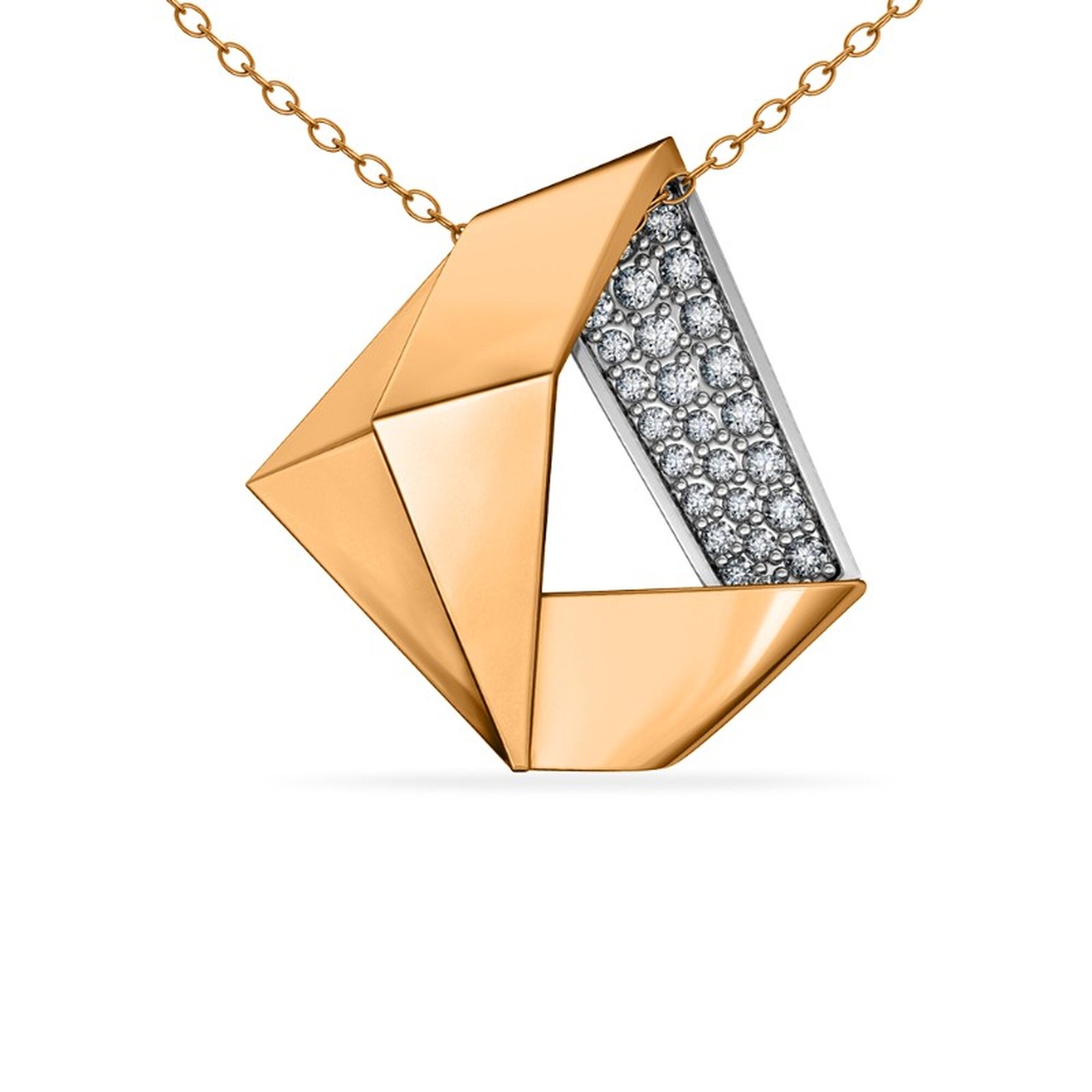 Подвеска Diamant online, красное золото, 585 проба, фианит