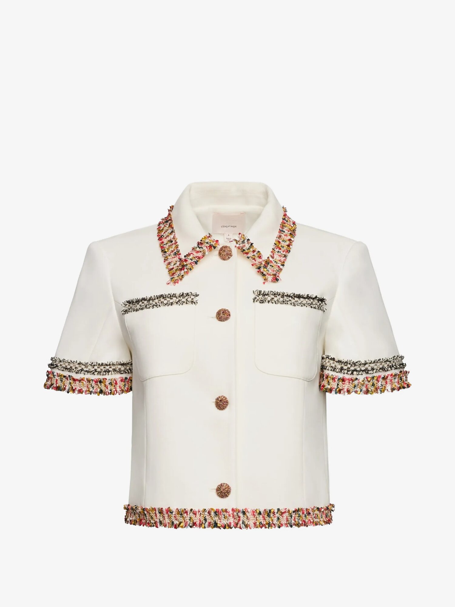Куртка cinq a sept Fringed collared jacket, размер 16, бежевый/белый