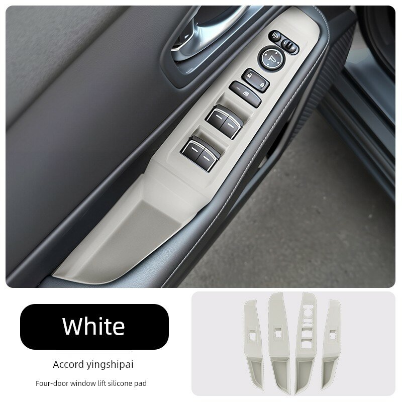 Силиконовая защитная накладка для подъема окон на четыре двери Honda Accord 2023-2025 и Inspire полный комплект - Белый