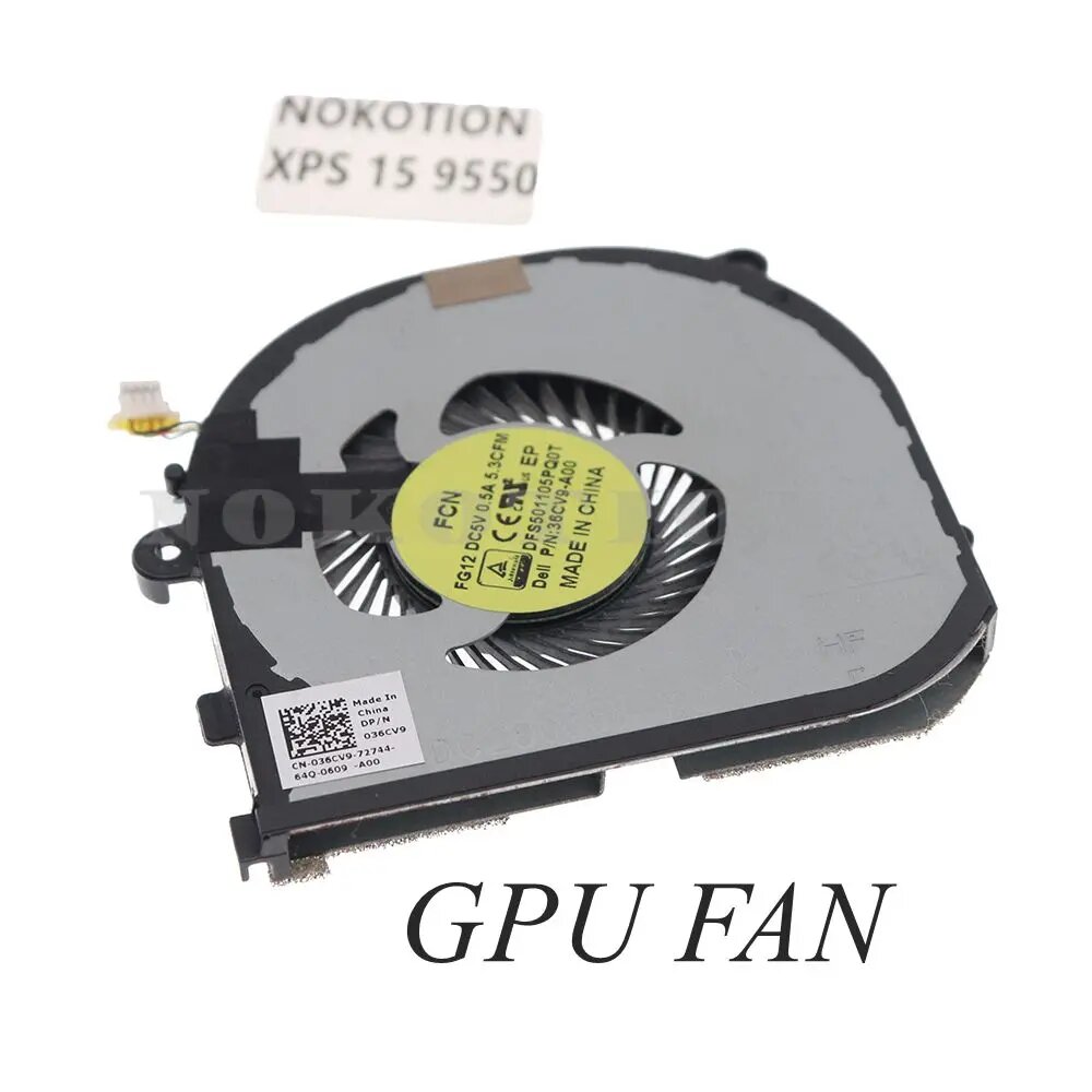 Охлаждающий вентилятор для ноутбука NOKOTION CN-036CV9 для DELL P56F XPS 15 9550 Precision M5510