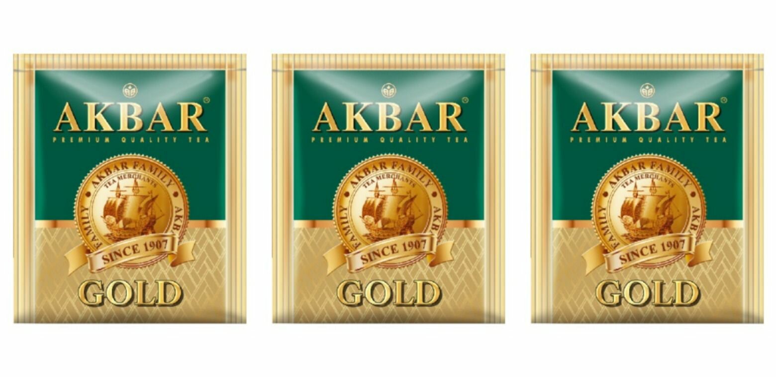 Akbar Зеленый чай Green Gold, 200 пакетиков по 2 г, 3 уп