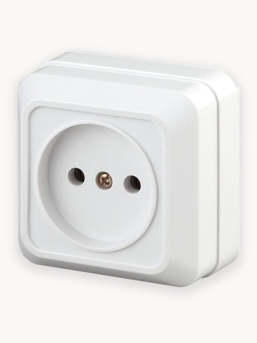 Розетка Intro Quadro 2-201-01 без заземления 2P 16А-250В IP20 открытой установки белая