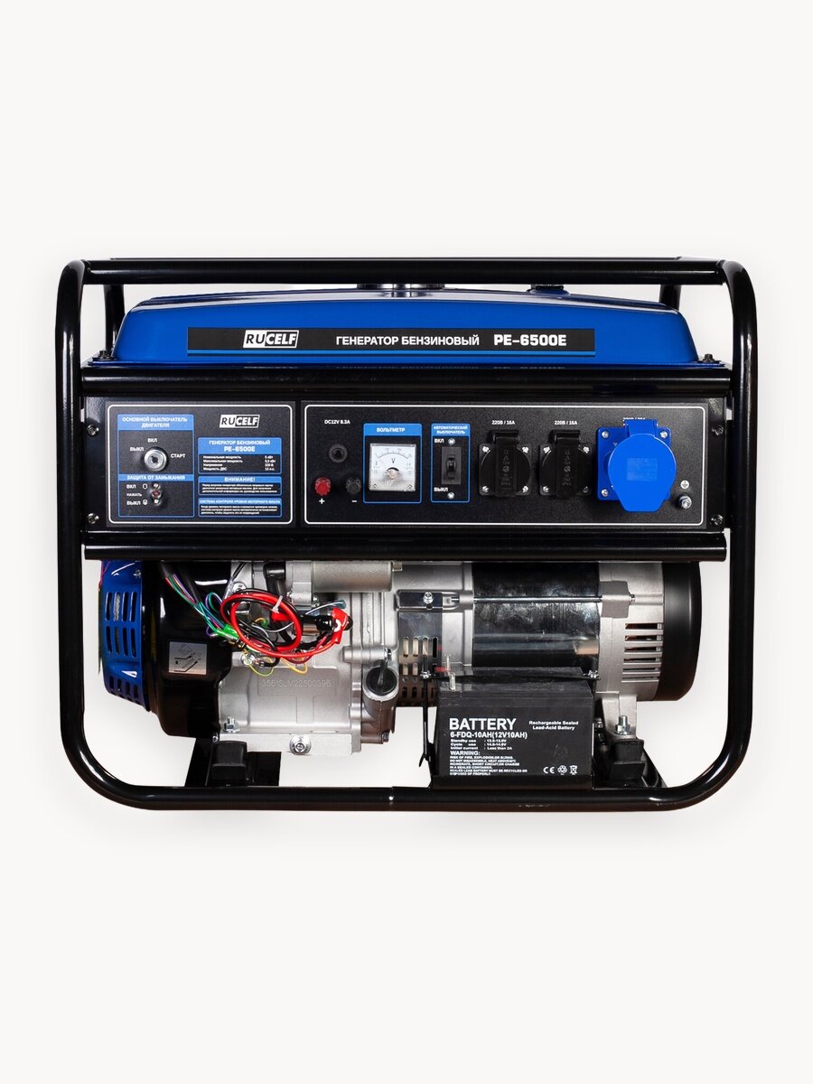 Генератор бензиновый RUCELF PE-6500E, электростартер с АКБ, медь, 5,5 КВт, силовой разъем