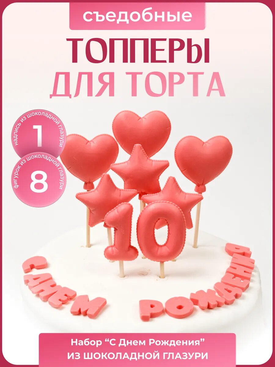 Топпер с днем рождения. Цифра 10