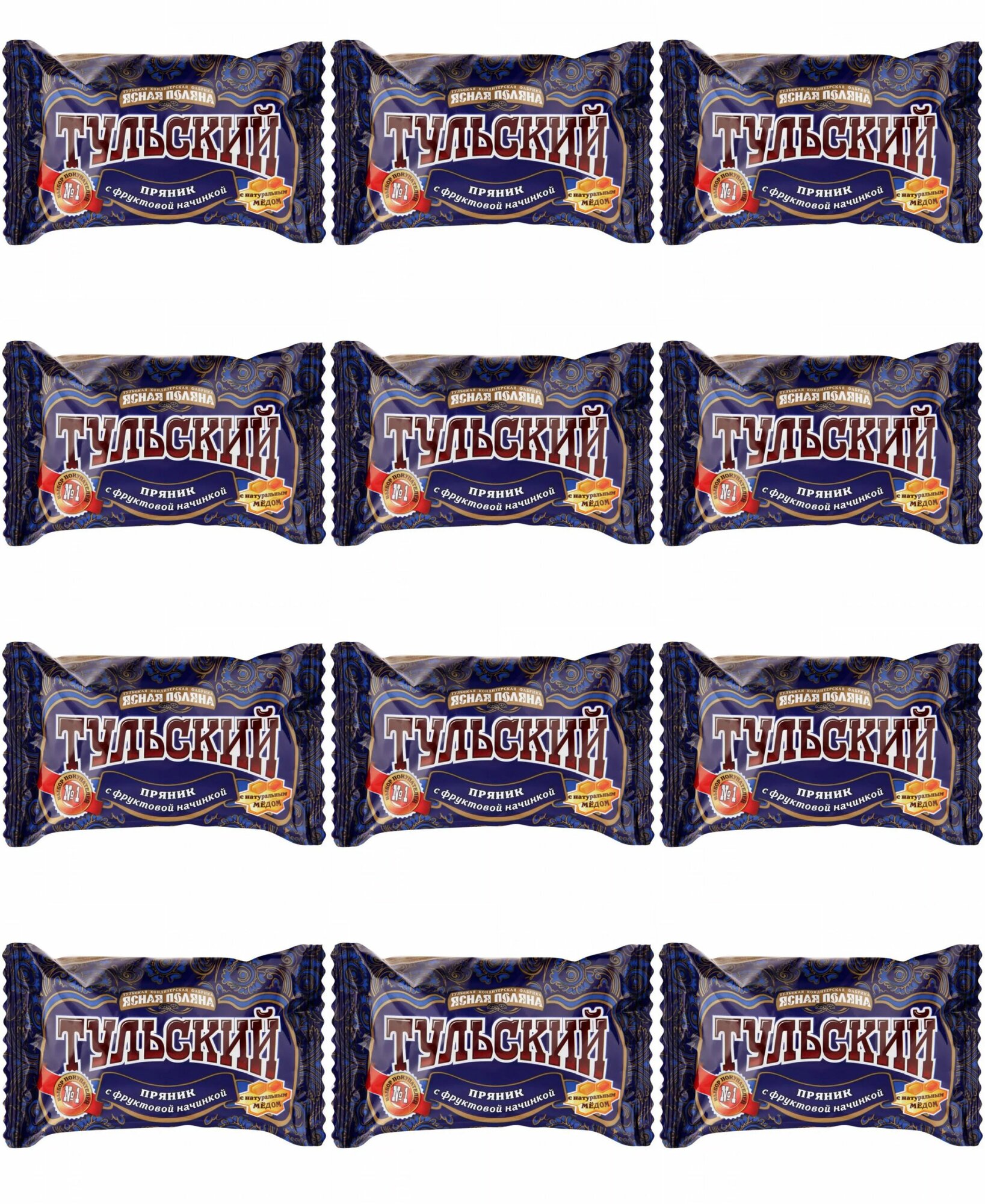 Ясная поляна Пряник с фруктовая начинкой 45 г,12 шт