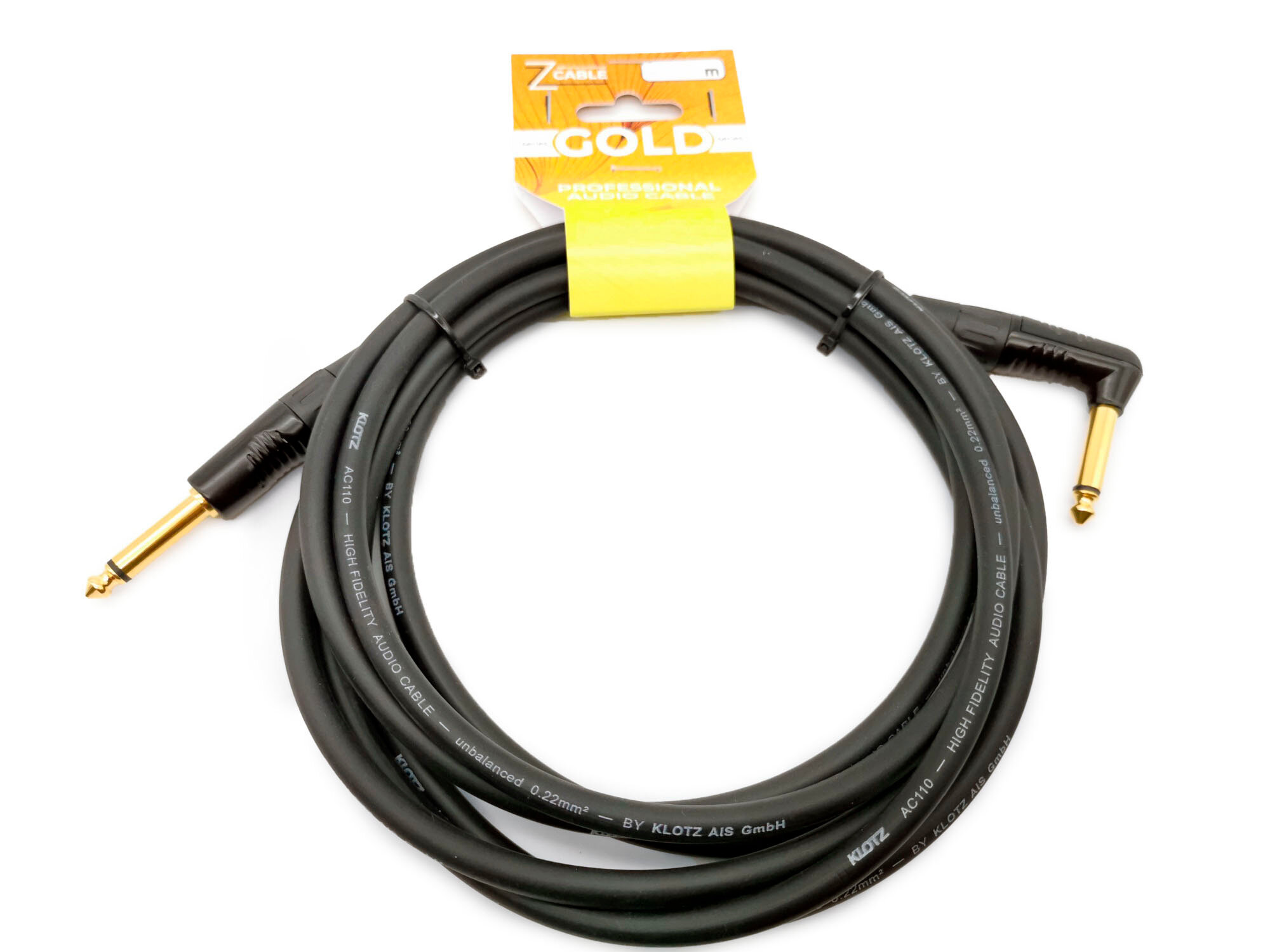 Кабель инструментальный ZZcable G25-JR-J-0500-0, 5м (прямой-угловой)