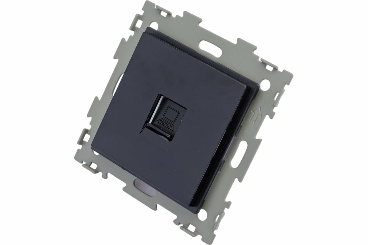 CGSS Розетка компьютерная RJ45 кат. 5e одинарная черная Эстетика GL-W201C-BCG