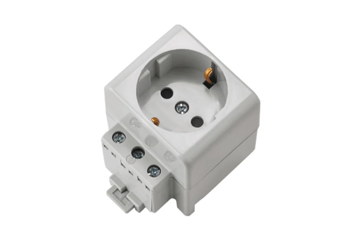 Bylectrica Розетка на DIN-рейку с заземлением РР16-9122 серый корпус монтаж DIN-рейки