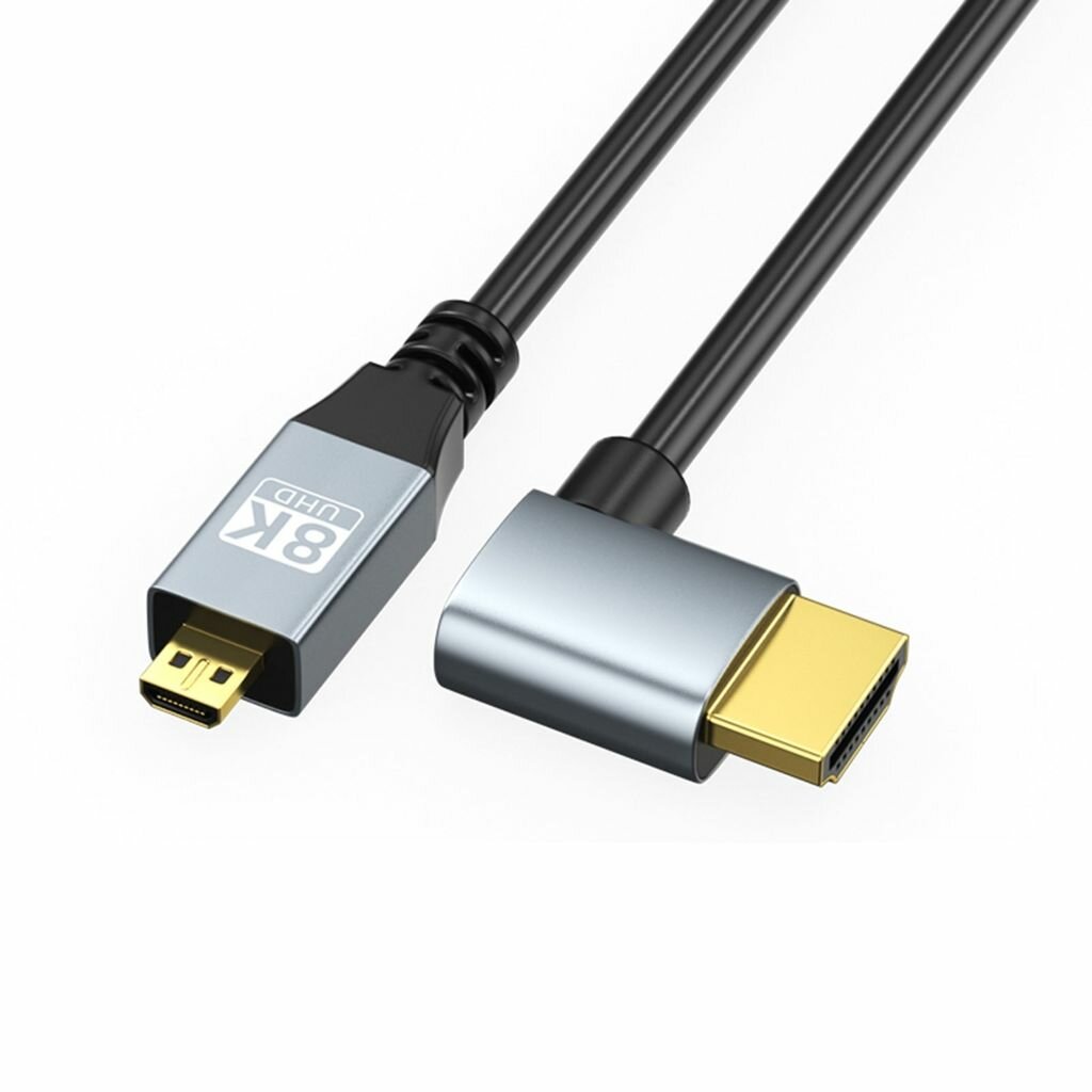 Кабель для передачи данных, Металлический micro HDMI на HDMI видеокабель-50 см-угловой влево, 1 шт