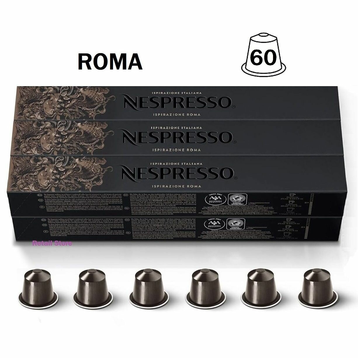 Кофе в капсулах Nespresso Ispirazione Roma, 6 упаковок (60 капсул)