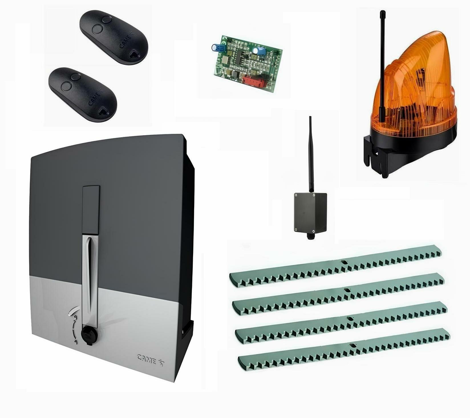 Автоматика для откатных ворот BXL04AGS KIT4-LK2-BT, комплект: привод, радиоприемник, 2 пульта, лампа, 4 рейки, Bluetooth-модуль