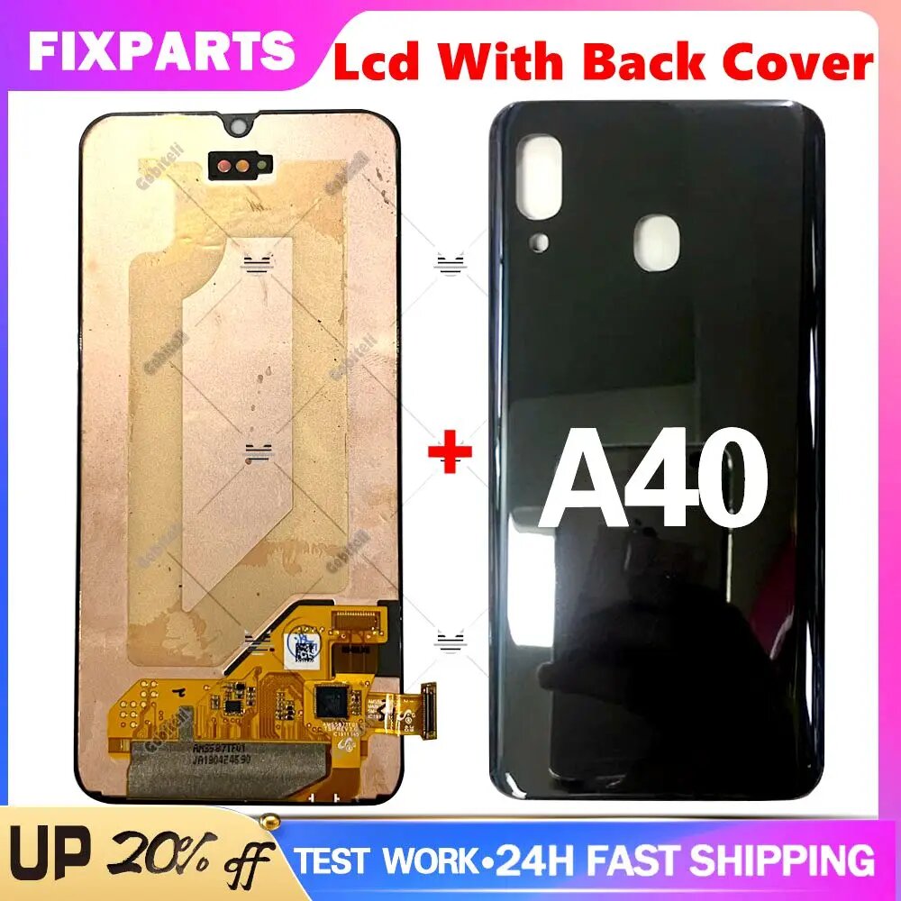 Супер Amoled A40 2019, ЖК-дисплей с тенью для Samsung Galaxy A40 A405F, ЖК-дисплей, дигитайзер сенсорного экрана, запасные части LCD No Frame