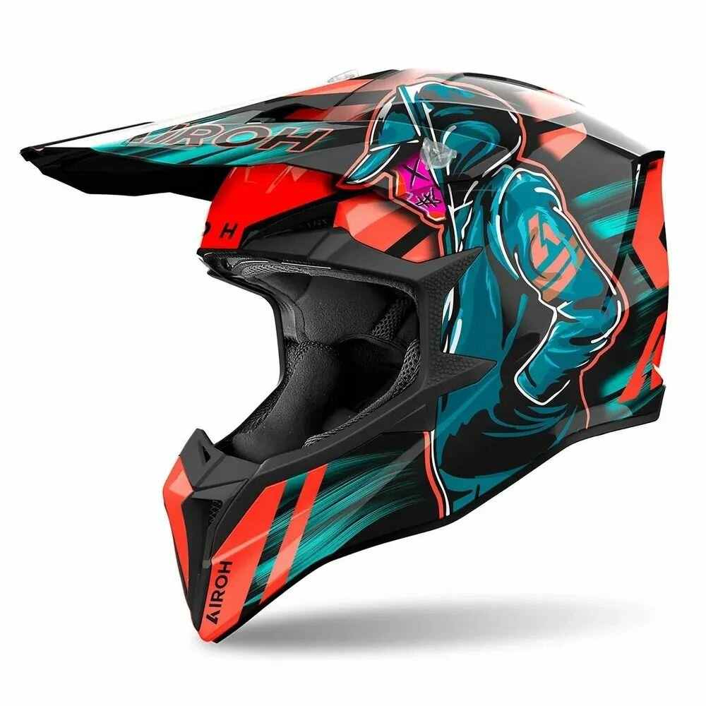 Мотошлем Кроссовый Airoh WRAAAP CYBER Orange Gloss, XXS