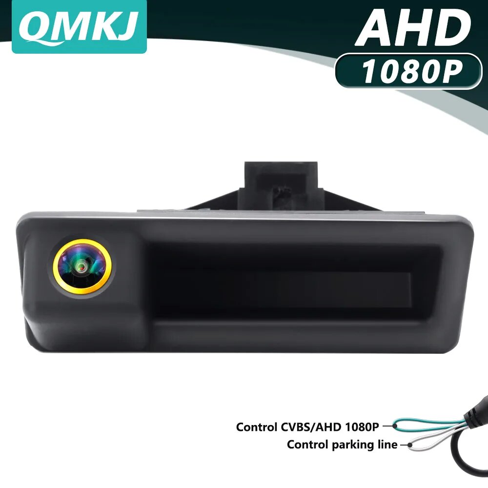 Автомобильная HD AHD 1080P камера заднего вида с объективом типа «рыбий глаз» для установки в ручку багажника BMW 3 серии, 5 серии, X5, X6, E46, E39, E60, E70, E82, E90