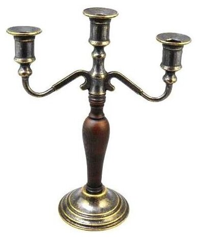 Alberti Livio AL-80-384-ANT Канделябр на 3 свечи с деревянной вставкой на основании, антик alberti livio