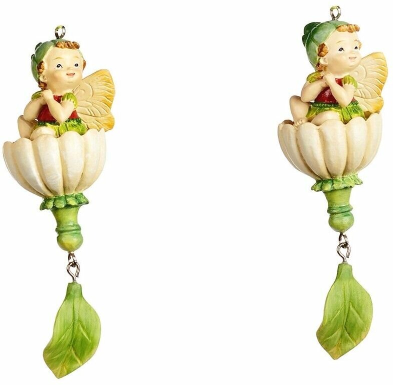 Набор ёлочных игрушек цветочковые эльфы, полистоун, 13 см, 2 шт, Goodwill D46129-набор