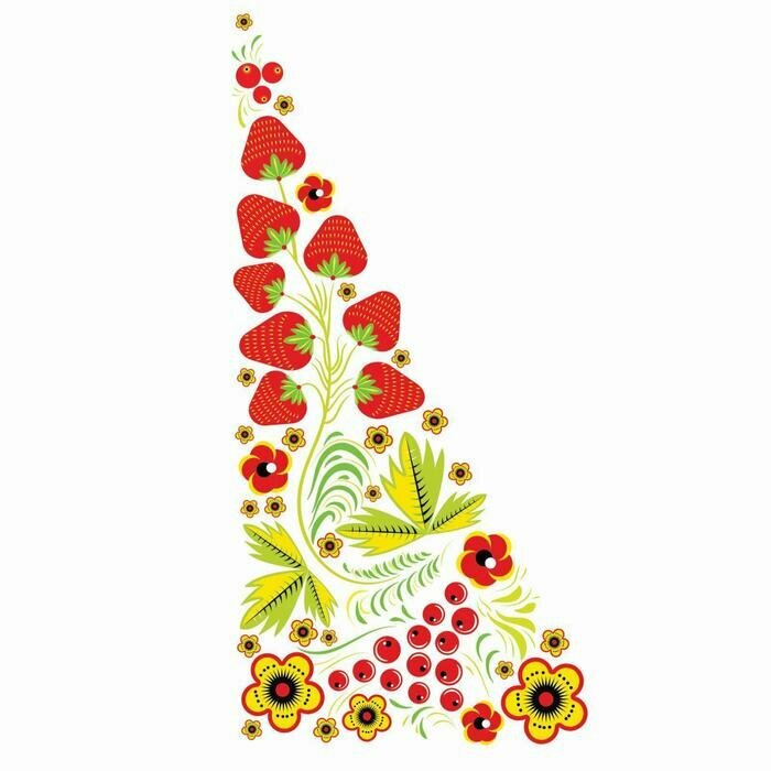 Термонаклейка «Хохлома ягодки», уголок справа, 15×30 см, набор 10 шт.