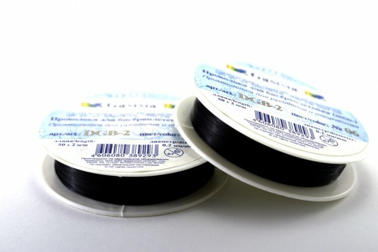 Проволока для бисероплетения Gamma DGB-2 0,2мм, 50м, цвет №06 черный, 1шт