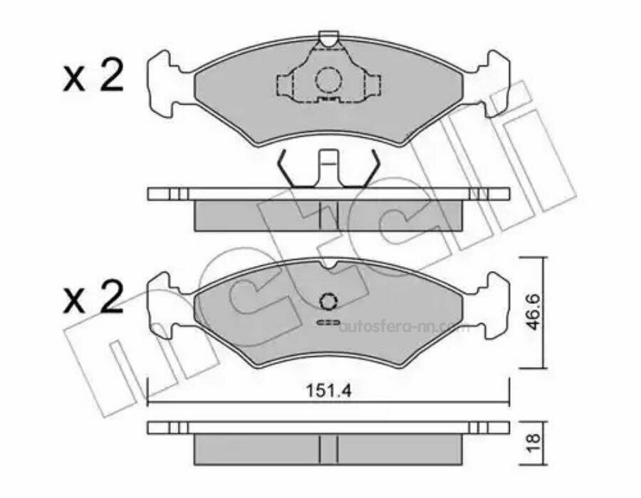 METELLI 2200290 К-т дисков. тормоз. колодок Ford Эскорт 80-90, Сиерра 87- П б/датч.