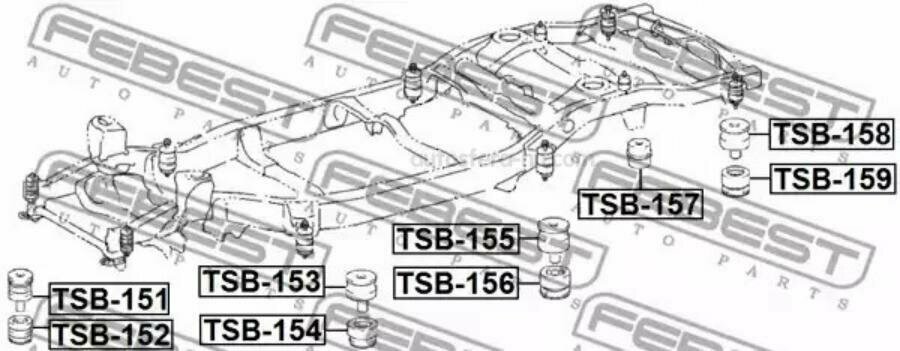 FEBEST TSB159 сайлентблок подрамника!\ Toyota Land Cruiser Prado 120 GRJ12#/KDJ12#/RZJ12#/TRJ12# 02-09