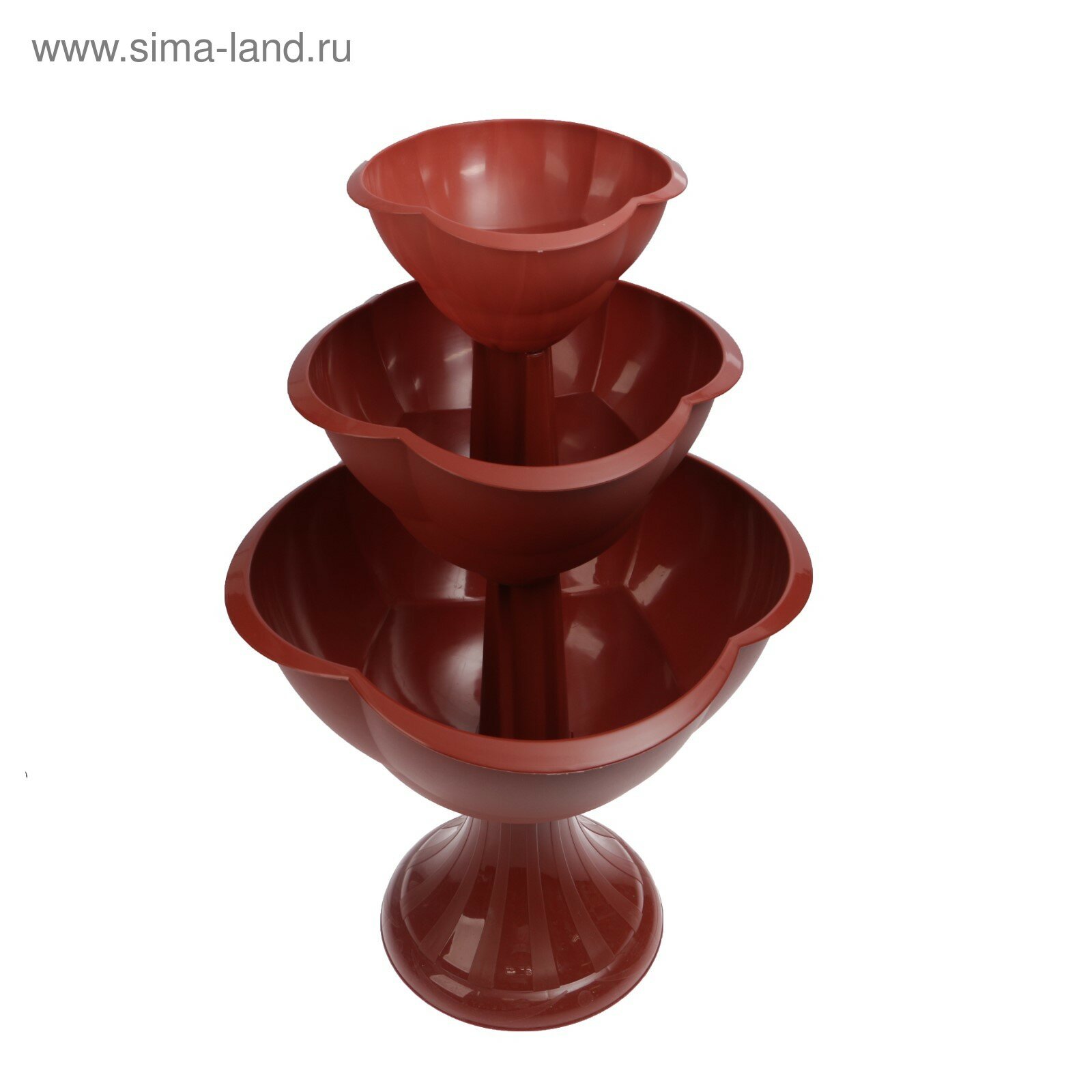 Клумба пластиковая, 3 яруса, d=27–40–55 см, высота бортика 90 см, коричневая, «Водопад»