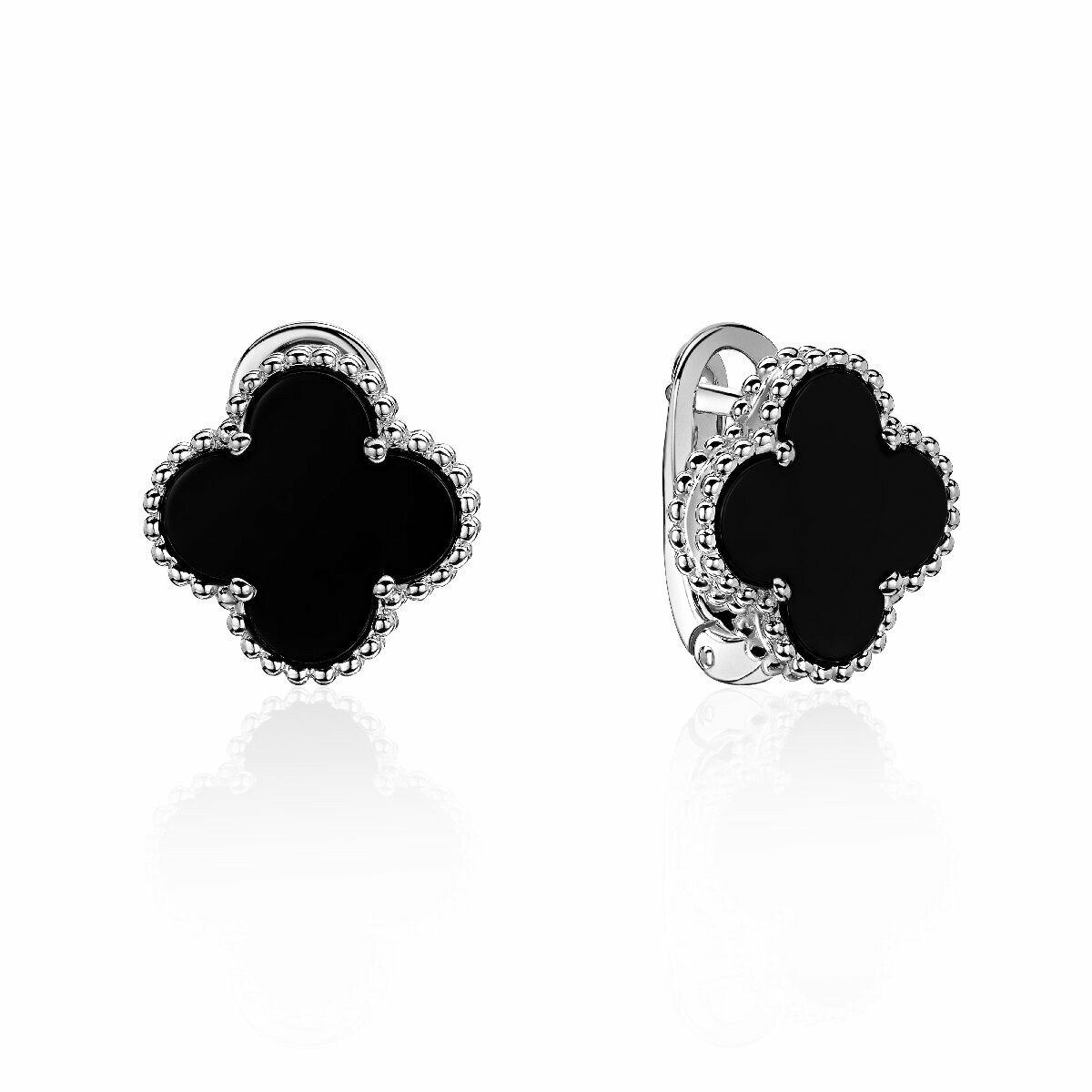 Серьги, белое золото, 585 проба, агат