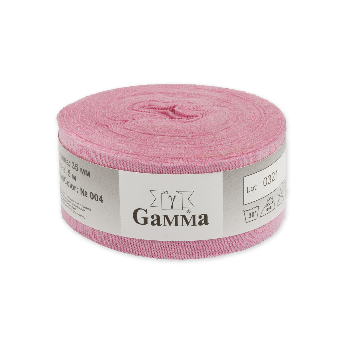 Gamma окантовочная бейка трикотажная 35 мм рибана 95% хлопок 5% эластан 5 м №004 розовый