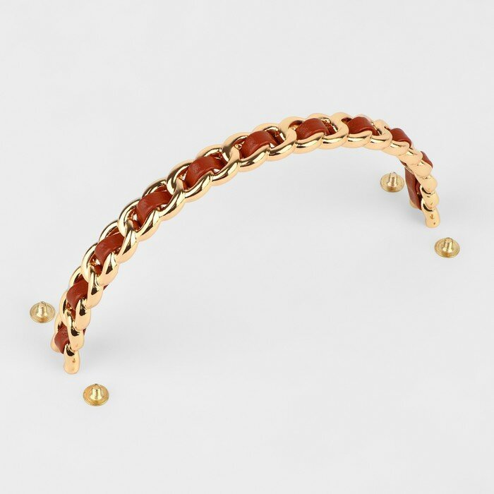 Ручка для сумки, металлическая, с винтами для крепления, 12.8×6.5 см, цвет золотой, коричневый