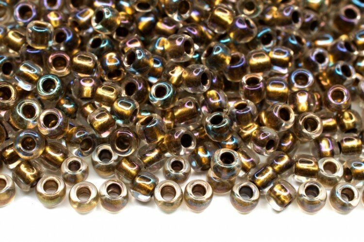 Бисер японский TOHO круглый 6/0 #0262 хрусталь/золото, окрашенный изнутри, 10 грамм