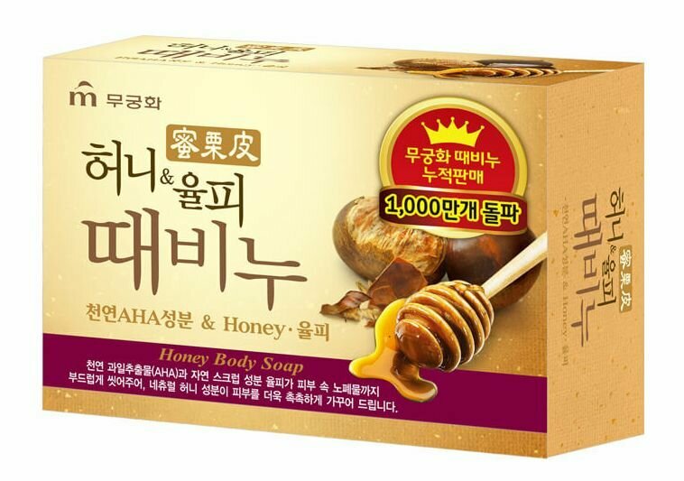 Mukunghwa Мыло туалетное Honey & Chestnut Scrub Soap, 100 г, 1 шт
