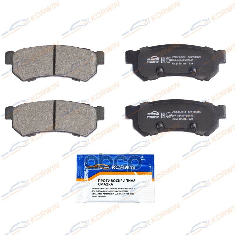 Колодки тормозные зад. ECOLine. Chevrolet Lacetti (J200) 05-/Daewoo Gentra 13- KORWIN арт. KWBP0073E