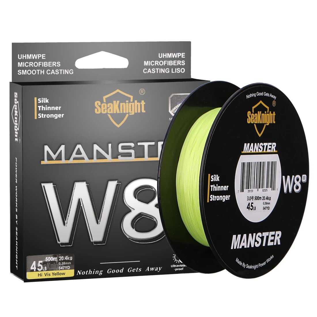 SeaKnight Monster W8 леска плетеная 300м, 0.6, Hi vis yellow