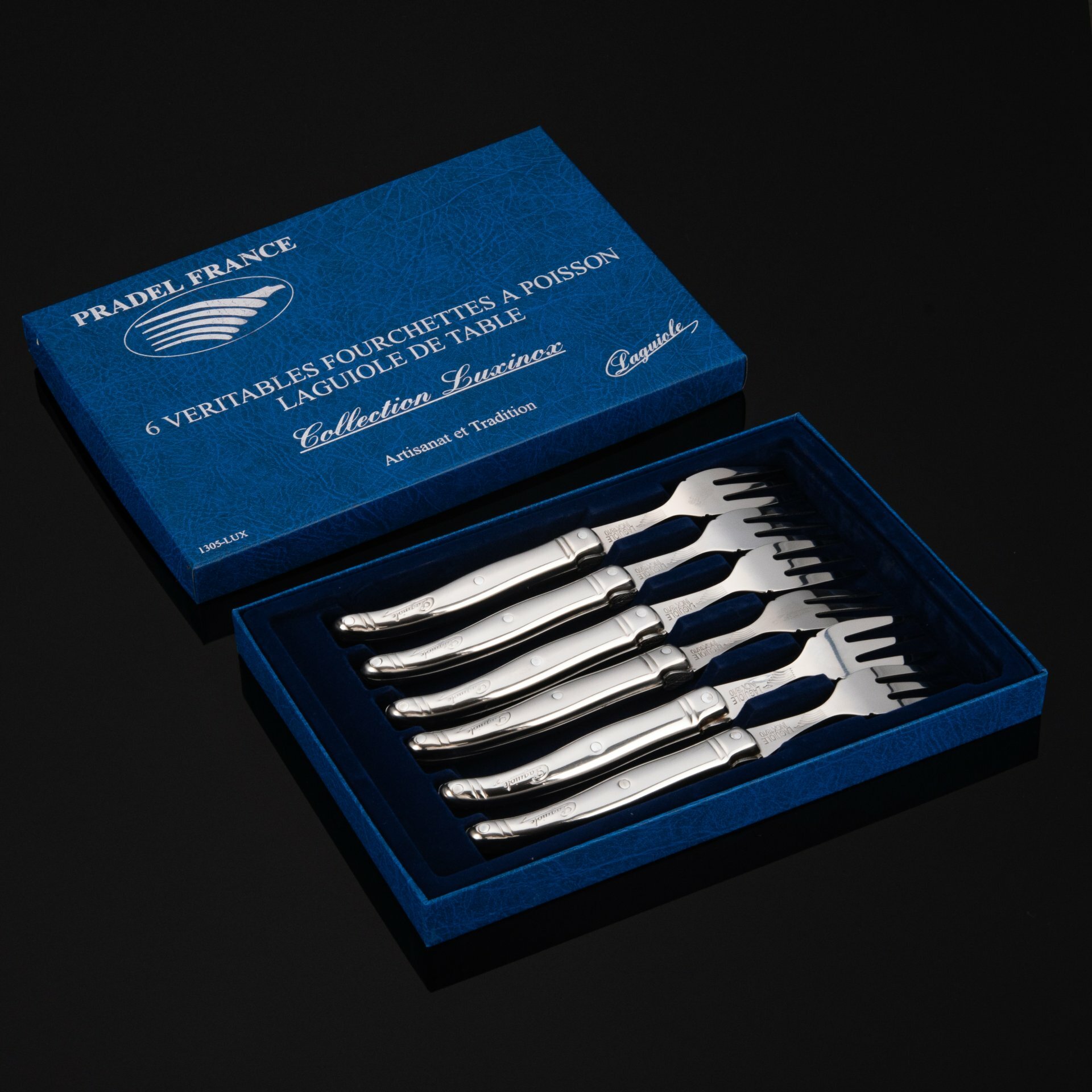 Набор вилок для рыбы на 6 персон, в оригинальном кофре, Pradel France, Laguiole, сталь