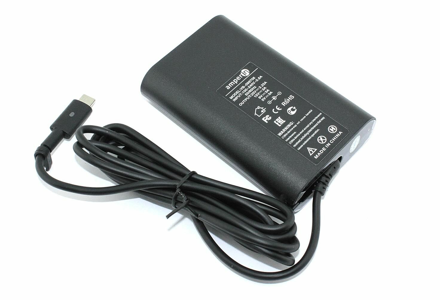 Блок питания (сетевой адаптер) Amperin 5V 3A - 20V 3,25A 65W Type-C тонкий корпус