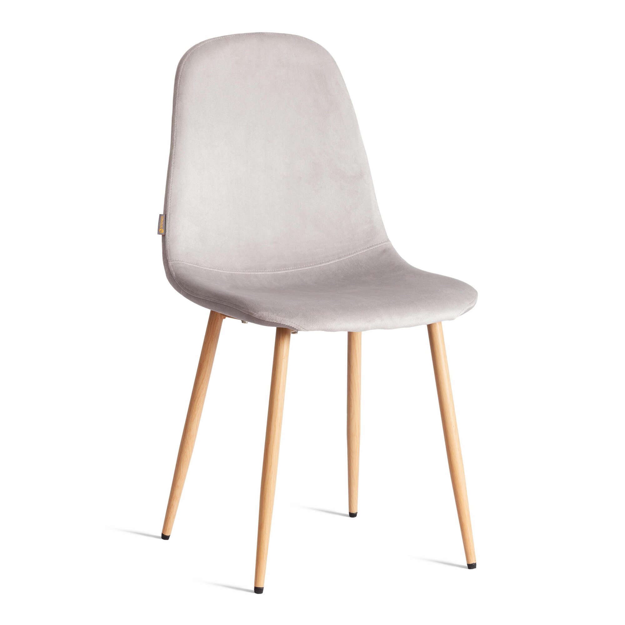 Стул для кухни TetChair, 1 шт, велюр, светло‑серый/натуральный