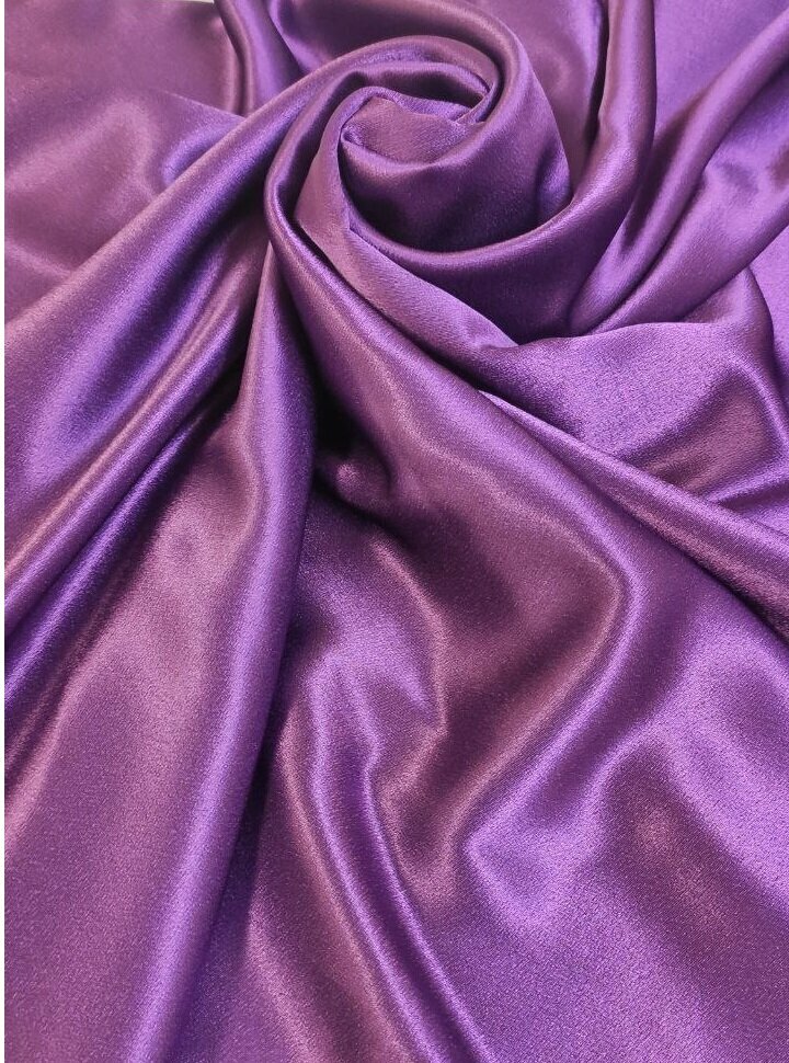 Ткань плательная креп-сатин, фиолетовая, глянцевая, ширина 1,5 м, отрез 3,5 м
