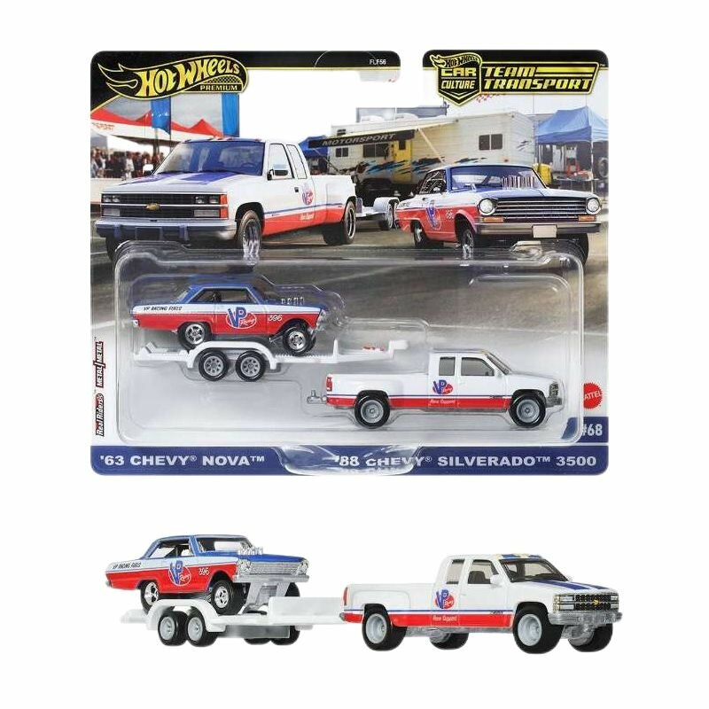 Машинка Hot Wheels Team Transport FLF56:63 Chevy Nova & 88 Chevy Silverado 3500