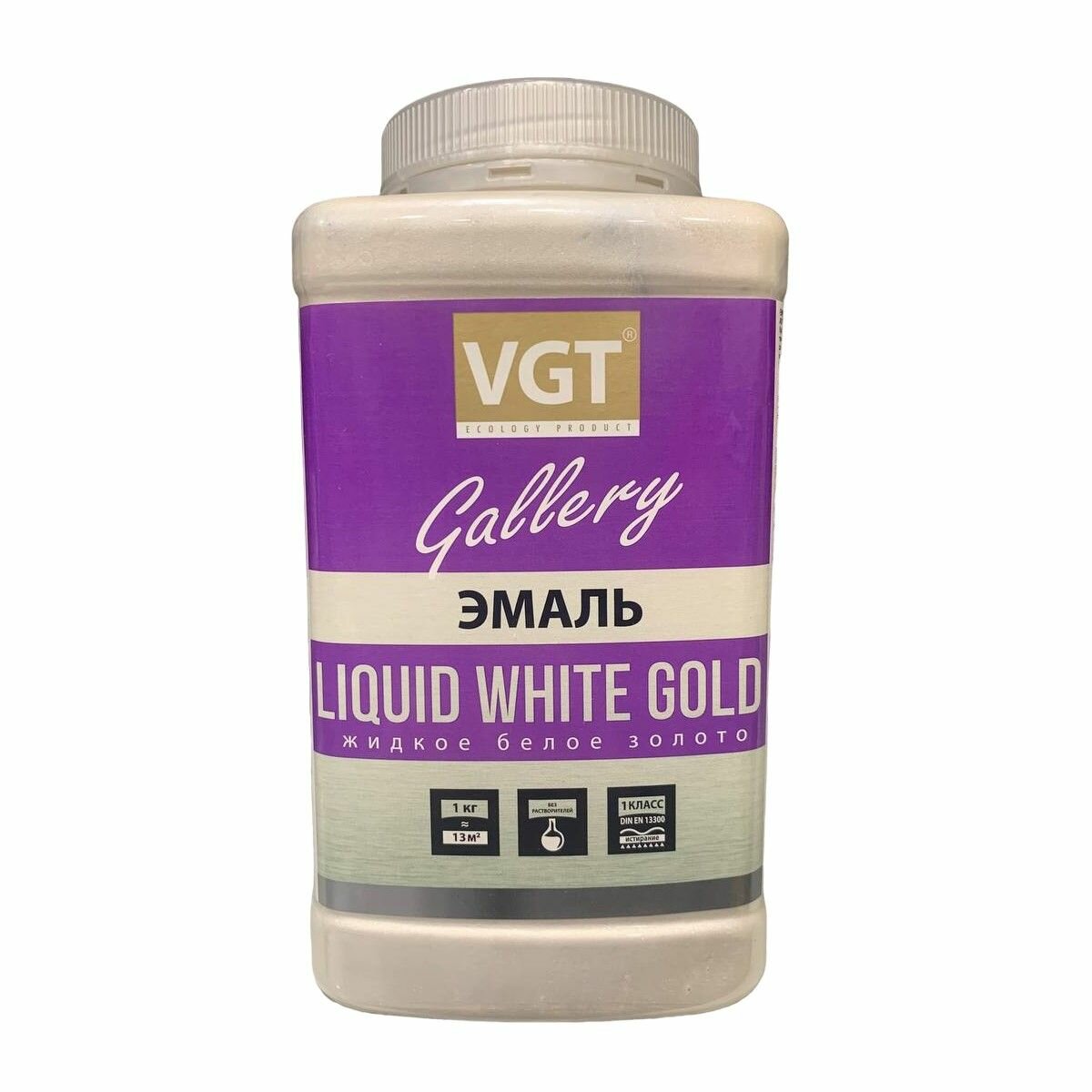 Эмаль универсальная перламутровая VGT Gallery Жидкий Металл (1кг) белое золото