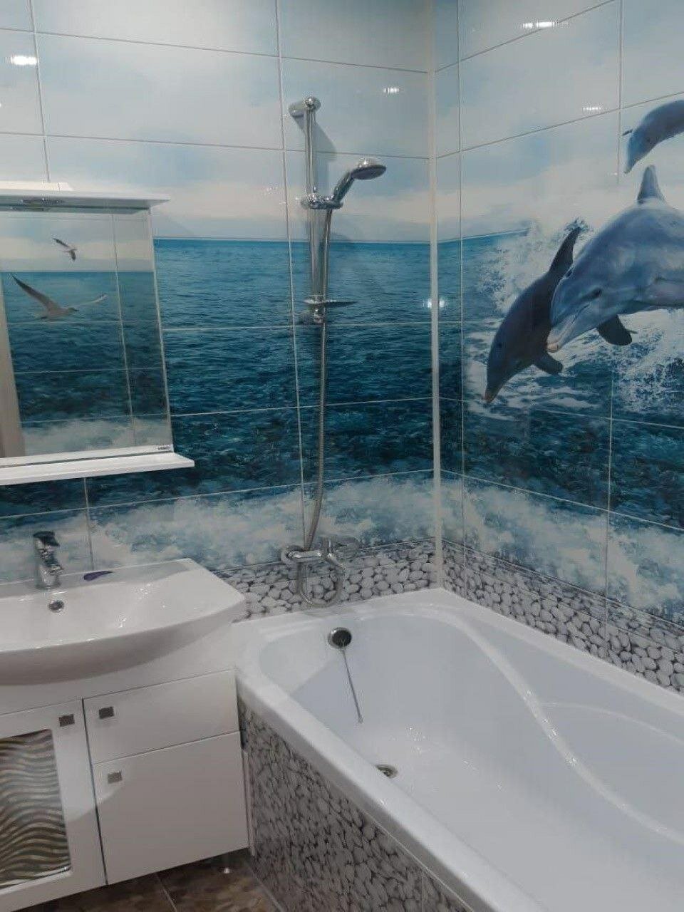 Комплект ПВХ панелей Море для ванной 1,5х1.75м