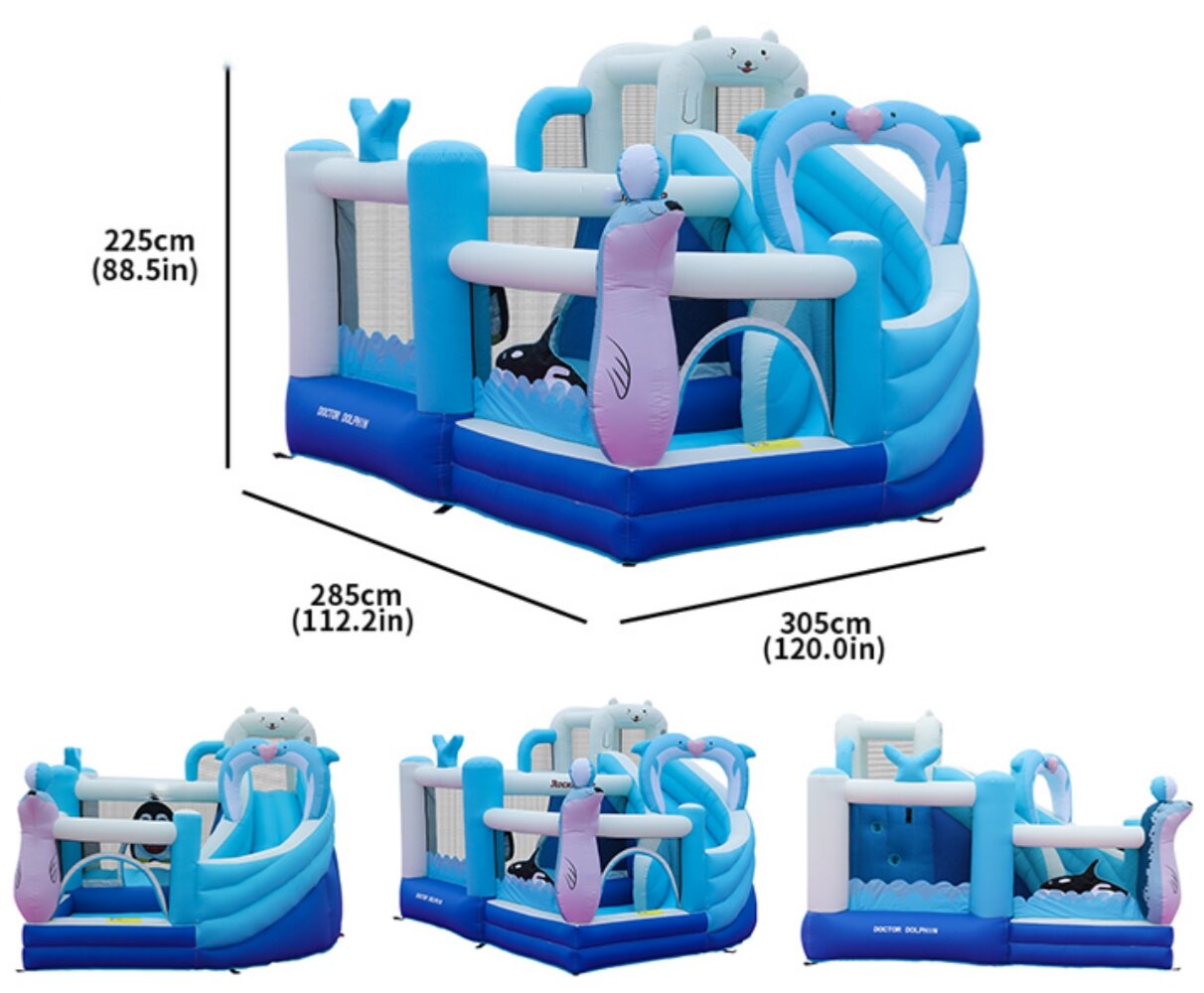 Детский надувной замок с горкой и батутом, Надувная складная игровая площадка