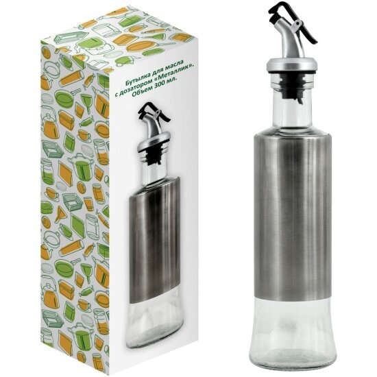 Бутылка для масла Мультидом "Металлик" 300 мл, с дозатором (VL80-618)