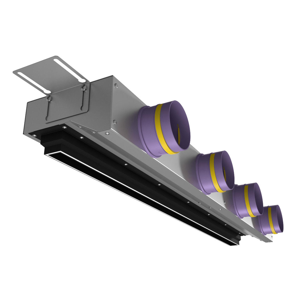 Provent VPNDU 1000х25/75х4 компактный щелевой диффузор для натяжного потолка с КСД на 4 выхода