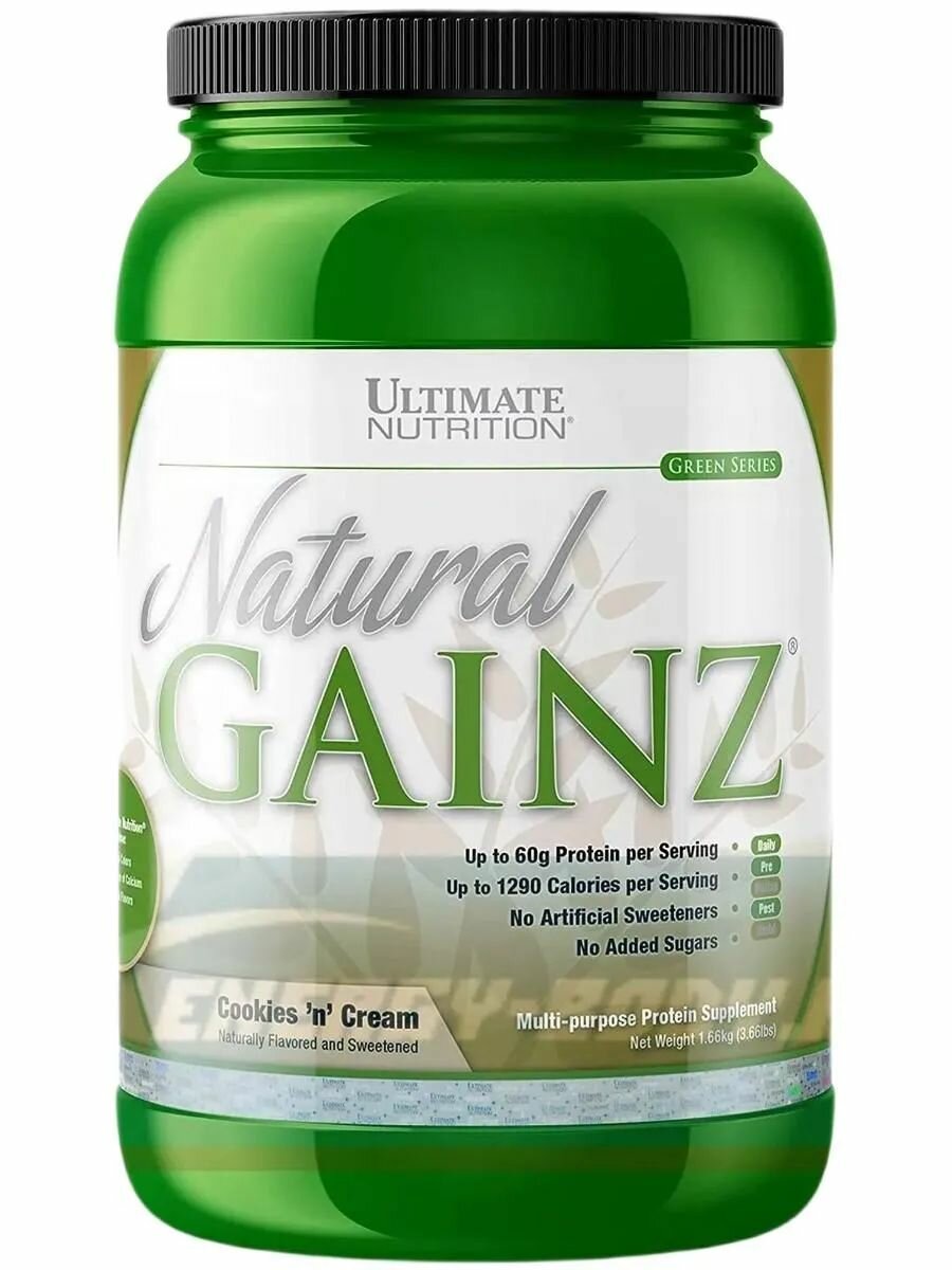 Ultimate Nutrition Natural Gainz 1666 г , Натуральный гейнер, Печенье с кремом