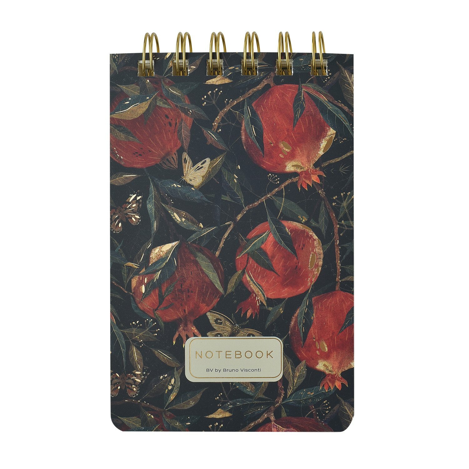 Блокнот А6- 100л лин. "FLORA. Гранат" тверд. обл, мат. лам. soft-touch, фольга, спираль, BrunoVisconti