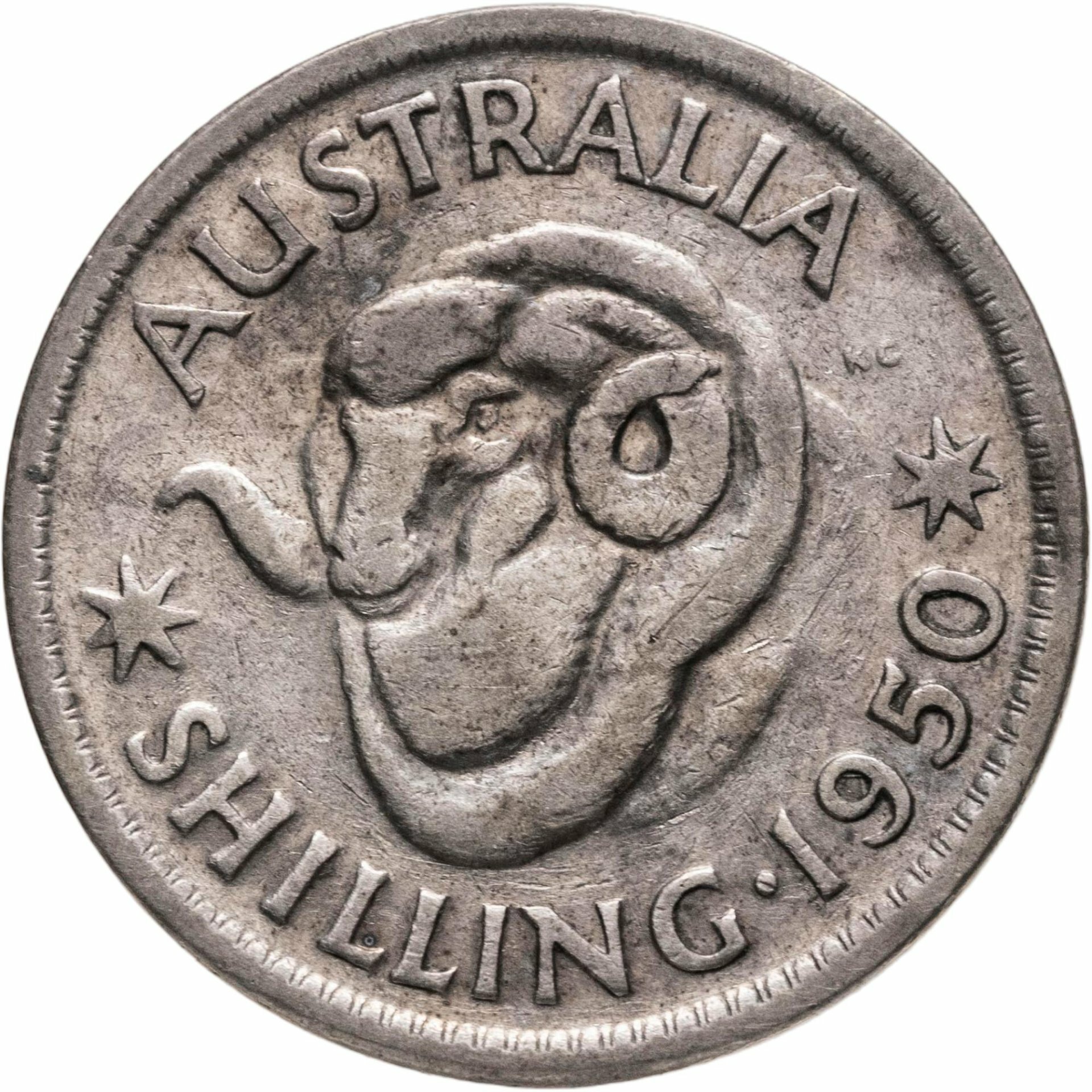 Австралия 1 шиллинг shilling 1950, Серебро 500, в сохранности VF