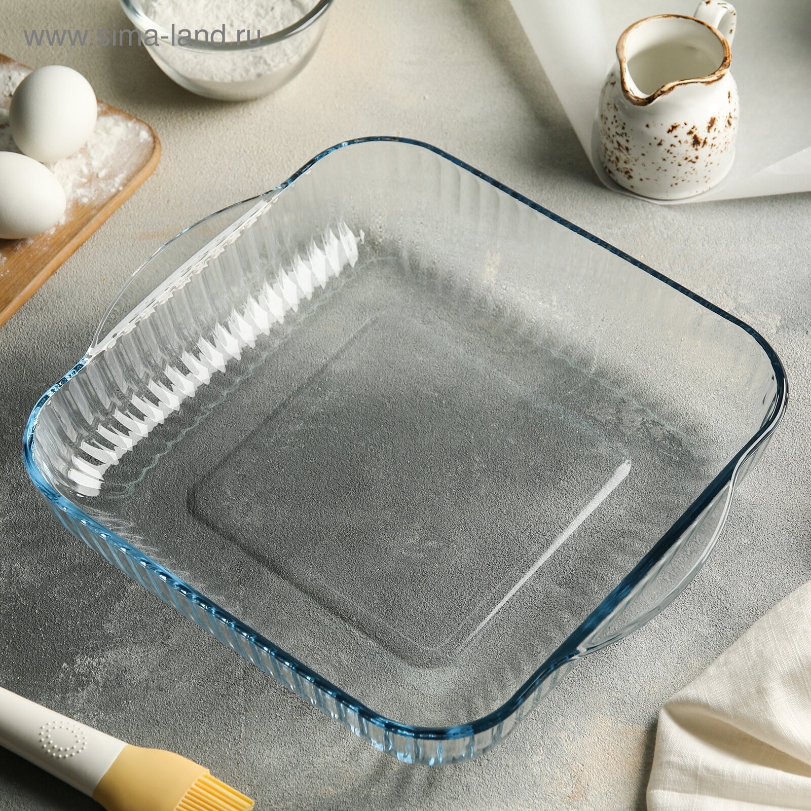 Форма для запекания Paşabahçe Borcam, 3.2 л, 28×28×6 см, с ручками, жаропрочное стекло