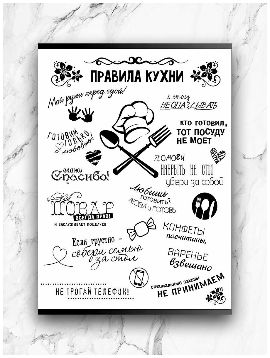 Картина для интерьера на холсте 30х40 см/ Правила кухни