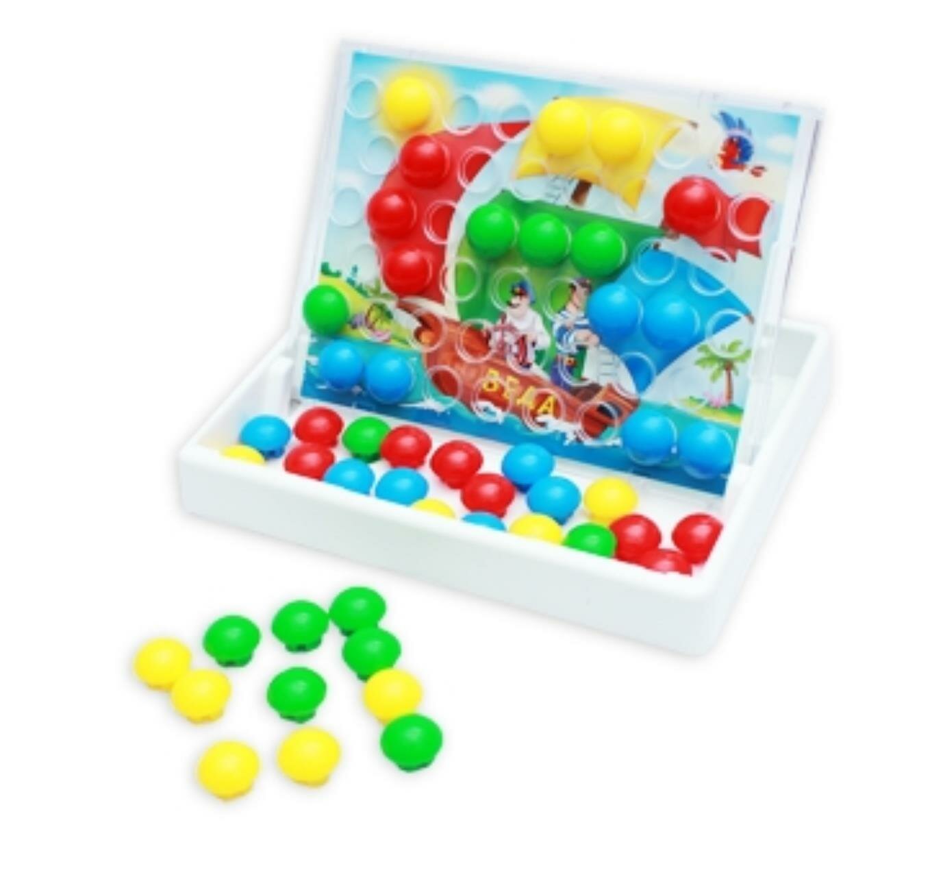 Мозаика-чемодан Рыжий Кот "Мозайкин" , 30.5x24х4 см, 16 схем, игровой поле, пластик, картон