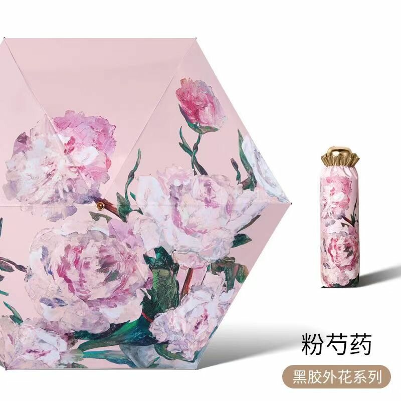 Зонт, компактный, портативный, солнцезащитный, винил, розовый, 50% скидка